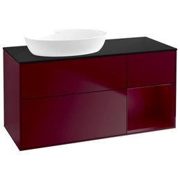 Villeroy & Boch Villeroy und Boch Finion Waschtischunterschrank GA52HBHB 120cm, Abdeckplatte black matt, Emotion, Regale Peony matt lacquer, Peony Matt