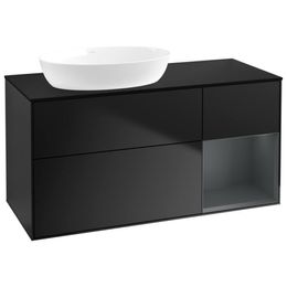 Villeroy & Boch Villeroy und Boch Finion Waschtischunterschrank GA52HGPD 120cm, Abdeckplatte black matt, Emotion, Regale Midnight matt lacquer, Black matt lacquer
