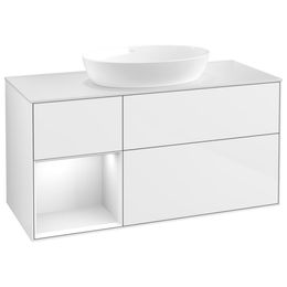 Villeroy & Boch Villeroy und Boch Finion Waschtischunterschrank FA61GFGF 120cm, Abdeckplatte white matt, Regale Glossy white lacquer, Glossy white lacquer