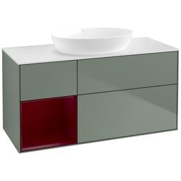 Villeroy & Boch Villeroy und Boch Finion Waschtischunterschrank FA61HBGM 120cm, Abdeckplatte white matt, Regale Peony matt lacquer, Olive Matt Lacquer