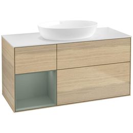 Villeroy & Boch Villeroy und Boch Finion Waschtischunterschrank FA61GMPC 120cm, Abdeckplatte white matt, Regale Olive matt lacquer, Oak Veneer