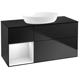 Villeroy & Boch Villeroy und Boch Finion Waschtischunterschrank FA62MTPD 120cm, Abdeckplatte black matt, Regale White matt lacquer, Black matt lacquer