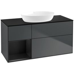 Villeroy & Boch Villeroy und Boch Finion Waschtischunterschrank FA62PDHG 120cm, Abdeckplatte black matt, Regale Black matt lacquer, Midnight Blue Matt Lacquer