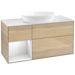 Villeroy & Boch Villeroy und Boch Finion Waschtischunterschrank FA61MTPC 120cm, Abdeckplatte white matt, Regale White matt lacquer, Oak Veneer