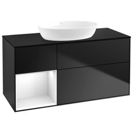 Villeroy & Boch Villeroy und Boch Finion Waschtischunterschrank GA62GFPD 120cm, Abdeckplatte black matt, Emotion, Regale Glossy white lacquer, Black matt lacquer