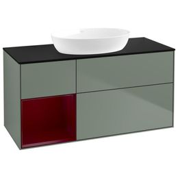 Villeroy & Boch Villeroy und Boch Finion Waschtischunterschrank GA62HBGM 120cm, Abdeckplatte black matt, Emotion, Regale Peony matt lacquer, Olive Matt Lacquer