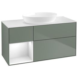 Villeroy & Boch Villeroy und Boch Finion Waschtischunterschrank GA61GFGM 120cm, Abdeckplatte white matt, Emotion, Regale Glossy white lacquer, Olive Matt Lacquer