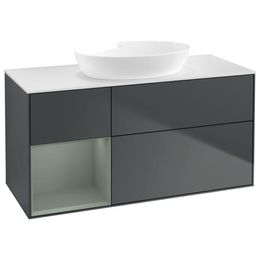 Villeroy & Boch Villeroy und Boch Finion Waschtischunterschrank GA61GMHG 120cm, Abdeckplatte white matt, Emotion, Regale Olive matt lacquer, Midnight Blue Matt Lacquer