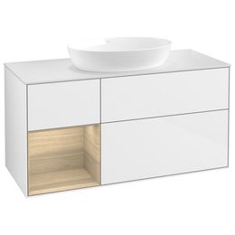 Villeroy & Boch Villeroy und Boch Finion Waschtischunterschrank GA61PCGF 120cm, Abdeckplatte white matt, Emotion, Regale Oak Veneer, Glossy white lacquer