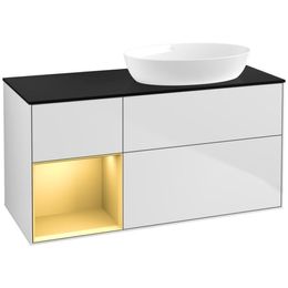 Villeroy & Boch Villeroy und Boch Finion Waschtischunterschrank FA42HFMT 120cm, Abdeckplatte black matt, Regale Gold matt lacquer, White matt lacquer