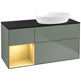 Villeroy & Boch Villeroy und Boch Finion Waschtischunterschrank FA42HFGM 120cm, Abdeckplatte black matt, Regale Gold matt lacquer, Olive Matt Lacquer