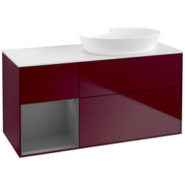 Villeroy & Boch Villeroy und Boch Finion Waschtischunterschrank FA41GKHB 120cm, Abdeckplatte white matt, Regale Anthracite matt lacquer, Peony Matt