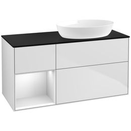 Villeroy & Boch Villeroy und Boch Finion Waschtischunterschrank FA42MTMT 120cm, Abdeckplatte black matt, Regale White matt lacquer, White matt lacquer