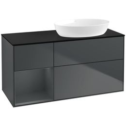 Villeroy & Boch Villeroy und Boch Finion Waschtischunterschrank FA42HGHG 120cm, Abdeckplatte black matt, Regale Midnight matt lacquer, Midnight Blue Matt Lacquer