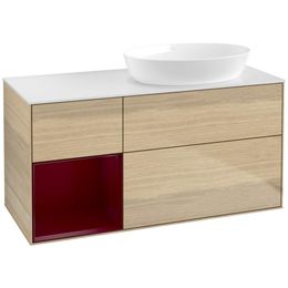 Villeroy & Boch Villeroy und Boch Finion Waschtischunterschrank FA41HBPC 120cm, Abdeckplatte white matt, Regale Peony matt lacquer, Oak Veneer