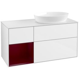Villeroy & Boch Villeroy und Boch Finion Waschtischunterschrank FA41HBGF 120cm, Abdeckplatte white matt, Regale Peony matt lacquer, Glossy white lacquer