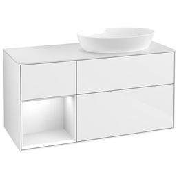 Villeroy & Boch Villeroy und Boch Finion Waschtischunterschrank FA41GFGF 120cm, Abdeckplatte white matt, Regale Glossy white lacquer, Glossy white lacquer