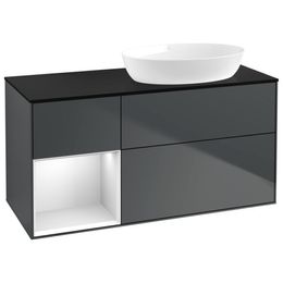 Villeroy & Boch Villeroy und Boch Finion Waschtischunterschrank GA42MTHG 120cm, Abdeckplatte black matt, Emotion, Regale White matt lacquer, Midnight Blue Matt Lacquer
