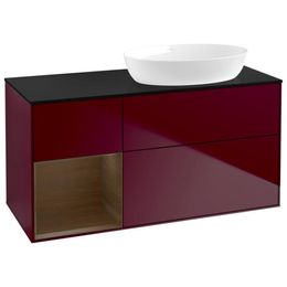 Villeroy & Boch Villeroy und Boch Finion Waschtischunterschrank GA42GNHB 120cm, Abdeckplatte black matt, Emotion, Regale Walnut Veneer, Peony Matt