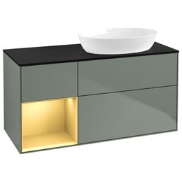 Villeroy & Boch Villeroy und Boch Finion Waschtischunterschrank GA42HFGM 120cm, Abdeckplatte black matt, Emotion, Regale Gold matt lacquer, Olive Matt Lacquer