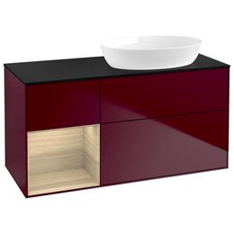 Villeroy & Boch Villeroy und Boch Finion Waschtischunterschrank GA42PCHB 120cm, Abdeckplatte black matt, Emotion, Regale Oak Veneer, Peony Matt