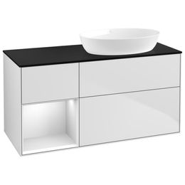 Villeroy & Boch Villeroy und Boch Finion Waschtischunterschrank GA42MTMT 120cm, Abdeckplatte black matt, Emotion, Regale White matt lacquer, White matt lacquer