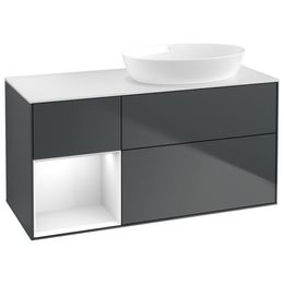 Villeroy & Boch Villeroy und Boch Finion Waschtischunterschrank GA41GFHG 120cm, Abdeckplatte white matt, Emotion, Regale Glossy white lacquer, Midnight Blue Matt Lacquer