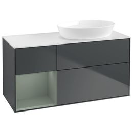 Villeroy & Boch Villeroy und Boch Finion Waschtischunterschrank GA41GMHG 120cm, Abdeckplatte white matt, Emotion, Regale Olive matt lacquer, Midnight Blue Matt Lacquer