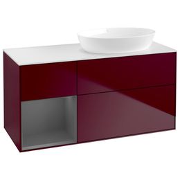 Villeroy & Boch Villeroy und Boch Finion Waschtischunterschrank GA41GKHB 120cm, Abdeckplatte white matt, Emotion, Regale Anthracite matt lacquer, Peony Matt