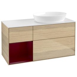 Villeroy & Boch Villeroy und Boch Finion Waschtischunterschrank GA41HBPC 120cm, Abdeckplatte white matt, Emotion, Regale Peony matt lacquer, Oak Veneer