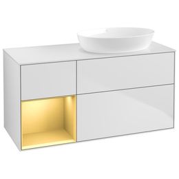 Villeroy & Boch Villeroy und Boch Finion Waschtischunterschrank GA41HFMT 120cm, Abdeckplatte white matt, Emotion, Regale Gold matt lacquer, White matt lacquer