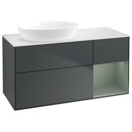 Villeroy & Boch Villeroy und Boch Finion Waschtischunterschrank GA51GMHG 120cm, Abdeckplatte white matt, Emotion, Regale Olive matt lacquer, Midnight Blue Matt Lacquer