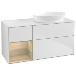 Villeroy & Boch Villeroy und Boch Finion Waschtischunterschrank GA41PCMT 120cm, Abdeckplatte white matt, Emotion, Regale Oak Veneer, White matt lacquer