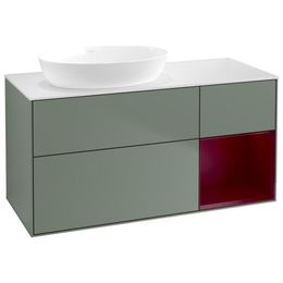 Villeroy & Boch Villeroy und Boch Finion Waschtischunterschrank GA51HBGM 120cm, Abdeckplatte white matt, Emotion, Regale Peony matt lacquer, Olive Matt Lacquer