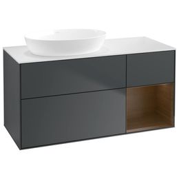 Villeroy & Boch Villeroy und Boch Finion Waschtischunterschrank GA51GNHG 120cm, Abdeckplatte white matt, Emotion, Regale Walnut Veneer, Midnight Blue Matt Lacquer