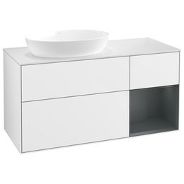 Villeroy & Boch Villeroy und Boch Finion Waschtischunterschrank GA51HGGF 120cm, Abdeckplatte white matt, Emotion, Regale Midnight matt lacquer, Glossy white lacquer