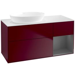Villeroy & Boch Villeroy und Boch Finion Waschtischunterschrank FA51GKHB 120cm, Abdeckplatte white matt, Regale Anthracite matt lacquer, Peony Matt