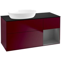 Villeroy & Boch Villeroy und Boch Finion Waschtischunterschrank FA52GKHB 120cm, Abdeckplatte black matt, Regale Anthracite matt lacquer, Peony Matt