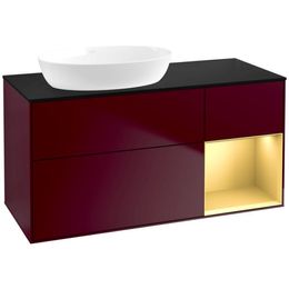 Villeroy & Boch Villeroy und Boch Finion Waschtischunterschrank FA52HFHB 120cm, Abdeckplatte black matt, Regale Gold matt lacquer, Peony Matt