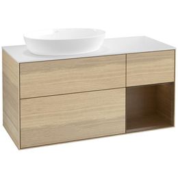 Villeroy & Boch Villeroy und Boch Finion Waschtischunterschrank FA51GNPC 120cm, Abdeckplatte white matt, Regale Walnut Veneer, Oak Veneer
