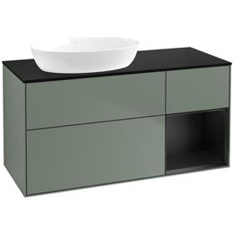 Villeroy & Boch Villeroy und Boch Finion Waschtischunterschrank FA52PDGM 120cm, Abdeckplatte black matt, Regale Black matt lacquer, Olive Matt Lacquer