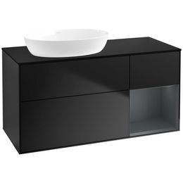 Villeroy & Boch Villeroy und Boch Finion Waschtischunterschrank FA52HGPD 120cm, Abdeckplatte black matt, Regale Midnight matt lacquer, Black matt lacquer