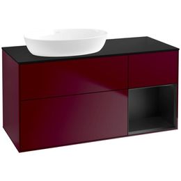 Villeroy & Boch Villeroy und Boch Finion Waschtischunterschrank FA52PDHB 120cm, Abdeckplatte black matt, Regale Black matt lacquer, Peony Matt