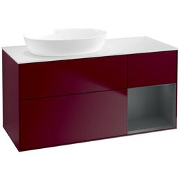 Villeroy & Boch Villeroy und Boch Finion Waschtischunterschrank FA51HGHB 120cm, Abdeckplatte white matt, Regale Midnight matt lacquer, Peony Matt