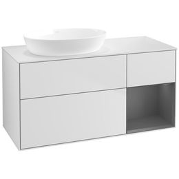 Villeroy & Boch Villeroy und Boch Finion Waschtischunterschrank FA51GKMT 120cm, Abdeckplatte white matt, Regale Anthracite matt lacquer, White matt lacquer