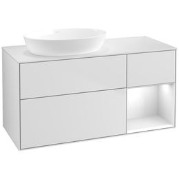 Villeroy & Boch Villeroy und Boch Finion Waschtischunterschrank FA51GFMT 120cm, Abdeckplatte white matt, Regale Glossy white lacquer, White matt lacquer