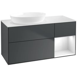 Villeroy & Boch Villeroy und Boch Finion Waschtischunterschrank FA51GFHG 120cm, Abdeckplatte white matt, Regale Glossy white lacquer, Midnight Blue Matt Lacquer