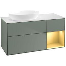 Villeroy & Boch Villeroy und Boch Finion Waschtischunterschrank FA51HFGM 120cm, Abdeckplatte white matt, Regale Gold matt lacquer, Olive Matt Lacquer