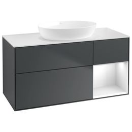 Villeroy & Boch Villeroy und Boch Finion Waschtischunterschrank GA71GFHG 120cm, Abdeckplatte white matt, Emotion, Regale Glossy white lacquer, Midnight Blue Matt Lacquer