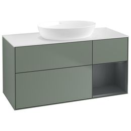 Villeroy & Boch Villeroy und Boch Finion Waschtischunterschrank GA71HGGM 120cm, Abdeckplatte white matt, Emotion, Regale Midnight matt lacquer, Olive Matt Lacquer